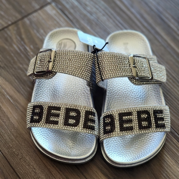 bebe | Shoes | Bebeglitter Logo Slides | Poshmark